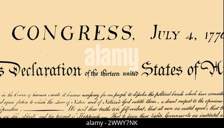 Digital image of a written constitution of the United States moving in ...