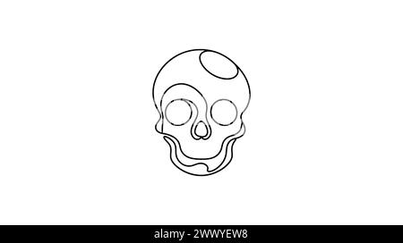 Human skull continuous one line drawing and and minimalist style ...