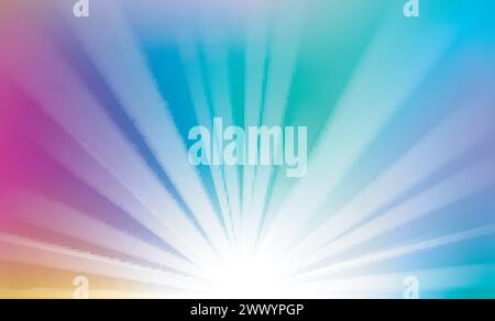 Colorful Rays Rising From Horizon Background, Vector Illustration Stock ...