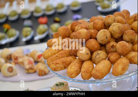 The wedding buffet features a wide selection of fried foods, including ...