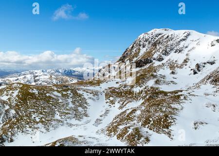 Standing on Meall Garbh looking towards Beinn nan Eachan a peak climbed ...
