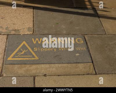 March 2024 - Warning signs on the platform of Yatton railway station in ...