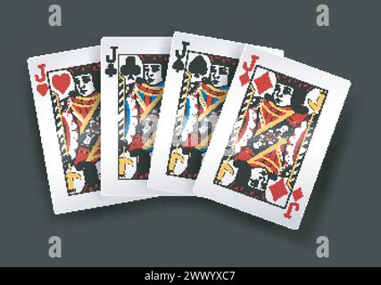 4 Of A Kind Jacks Poker Playing Card, Vector Illustration Stock Vector ...