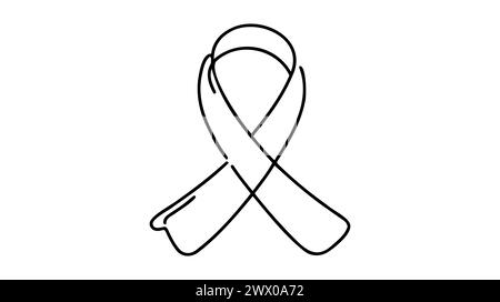 AIDS awareness ribbon one line continuous drawing. World AIDS day ...