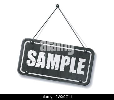 Vintage Old Black Sign with Example Text, Vector Illustration Stock ...