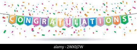 Congratulations Banner, Stitch Paper Style, Vector Illustration Stock ...