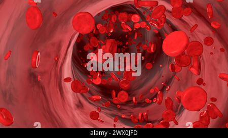 Artery, vein with blood cells and blood plasma. Artery, vein with blood ...