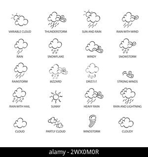 Weather Doodle Icon Set, Real Pen Sketch Suitable For For Web, Mobile ...