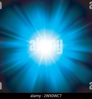 Blue Light Shining From Darkness with Realistic Lens Flare, Vector ...