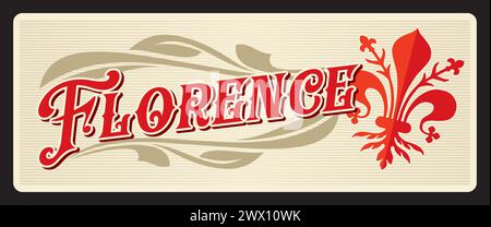 Florence, coat of arms with lily symbol, Italy, vector illustration ...