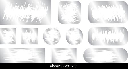 Set of silver scratch card surfaces with scraped textures. Collection ...