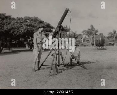 .50 caliber machine gun manned by members of F Battery, 64th CA (AA) ca ...