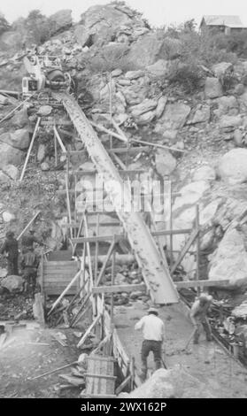 Original caption: "Santa Rosa Reservation - Concrete mixer in operation ...