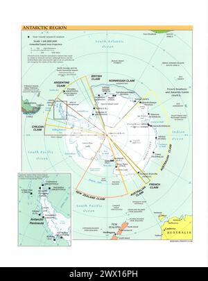 CIA Antarctic region map ca. (possibly 1998 Stock Photo - Alamy