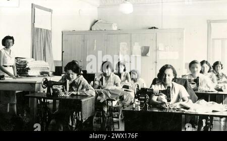 Girls in a sewing class in an Indian school in South Dakota ca. 1930s ...