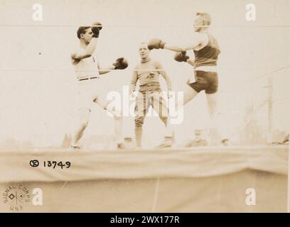 George Carpenter, heavyweight boxing champion of France, sparring with ...
