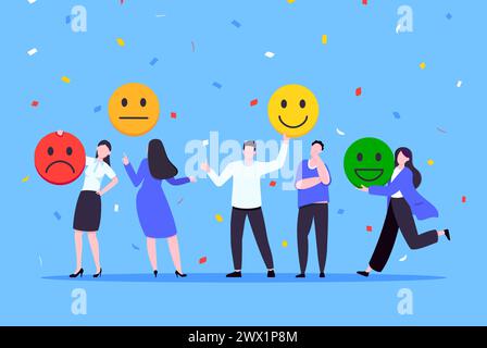 Employee satisfaction attitude survey feedback business concept flat ...