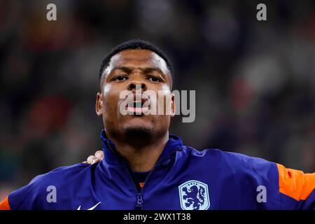 Denzel Dumfries of Netherlands looks on during the FIFA World Cup 2026 ...