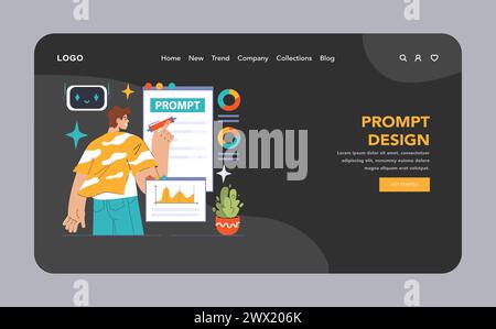 Prompt-engineers writing a command to a artificial neuron network. Artificial intelligence ...