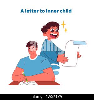 Reflective writing concept. Individual composes heartfelt letter to ...