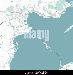 Detailed vector map poster of Kerch city administrative area. Skyline ...