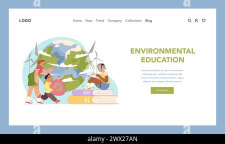 Sustainability education. Young students learning about environmental ...