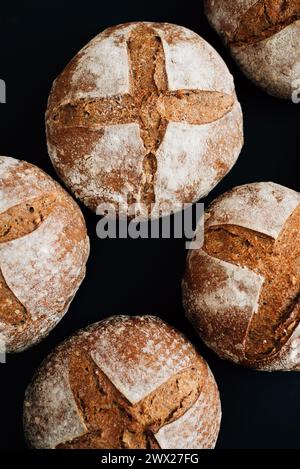 Fresh fragrant many homemade bread in studio, selective focus Stock ...