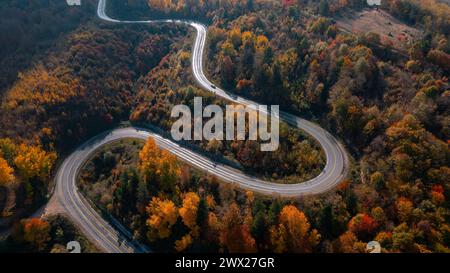 erial view of inegol domanic road with beautiful autumn colors of ...