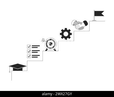 Ambitious career goals steps 2D linear cartoon object Stock Vector ...