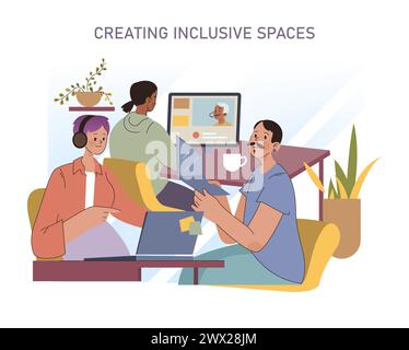 Creating Inclusive Spaces concept. A collaborative setting where ...