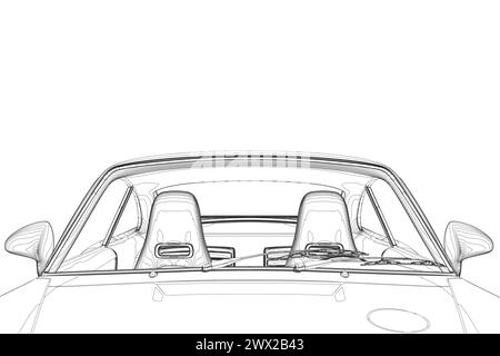 The contour of the car interior inside from black lines isolated on a ...