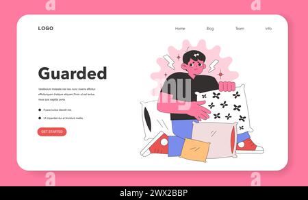 Guarded Personality concept. Illustration of an individual with a ...