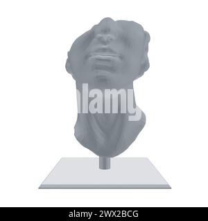 Antique ancient Greek sculpture. Polygonal sculpture of half a head 3D ...