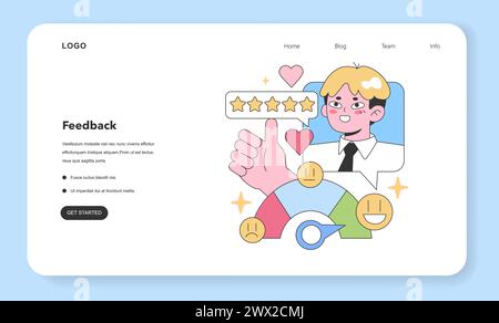 Client Satisfaction. Animated character giving top rating, thumbs up ...