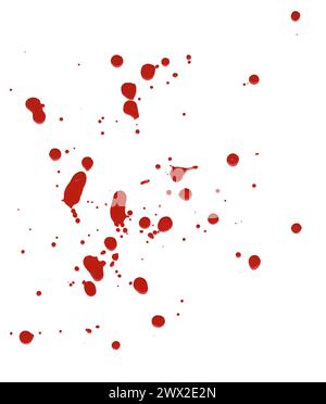 blood splatter and drops isolated On white background. bloody frame ...