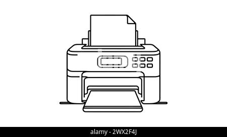 Printer One line drawing on white background Stock Vector Image & Art ...
