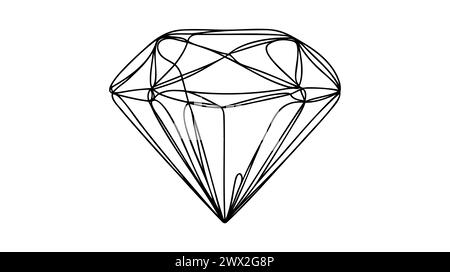 Continuous one line drawing of diamond ring line art drawing vector ...