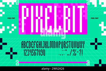 Pixel numbers. Retro 8 bit pixels number font vector illustration set ...