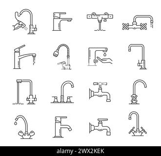 Shower taps and bathtub. Bathroom interior. Comfortable equipment for ...