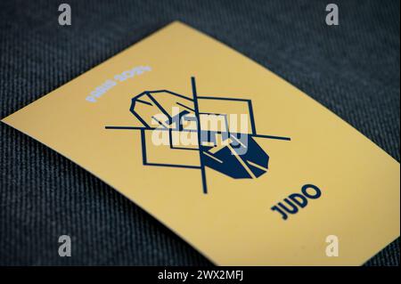 Judo pictogram for paris 2024 summer olympics. Official icon of sport ...