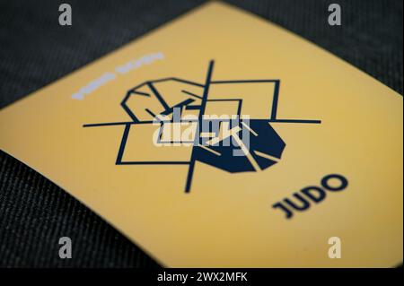 Judo pictogram for paris 2024 summer olympics. Official icon of sport ...