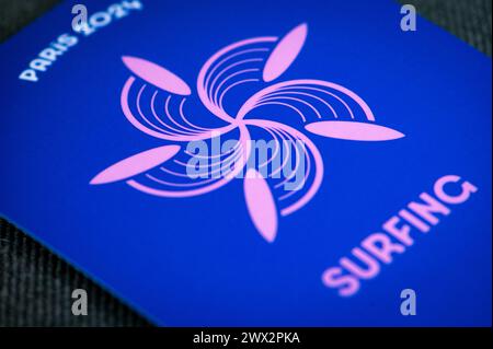 Surfing pictogram for paris 2024 summer olympics. Official icon of ...