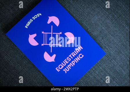 Equestrian Jumping pictogram for paris 2024 summer olympics. Official ...