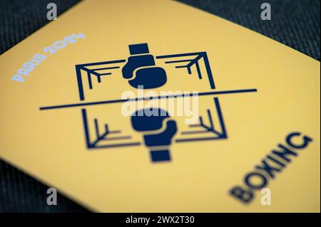 Boxing pictogram for paris 2024 summer olympics. Official icon of sport ...