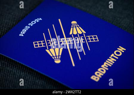 Badminton pictogram for paris 2024 summer olympics. Official icon of ...