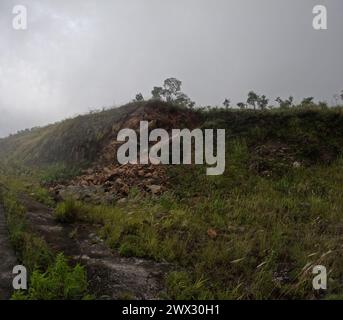 landslide land in the hills with a natural background Stock Photo - Alamy