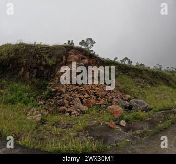 landslide land in the hills with a natural background Stock Photo - Alamy
