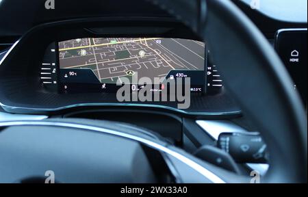 Navigation Map Displayed Car Location On A Map At Central Screen Inside ...