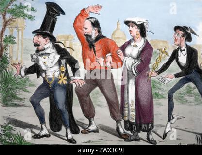 Risorgimento. Garibaldi in defensa de Roma. Lithography by A. Matarelli ...