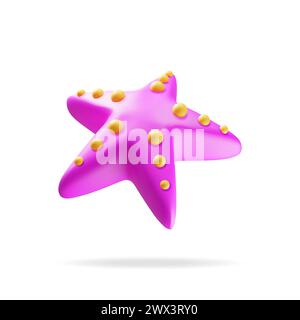 Realistic render starfish isolated on white background. 3D concept ...